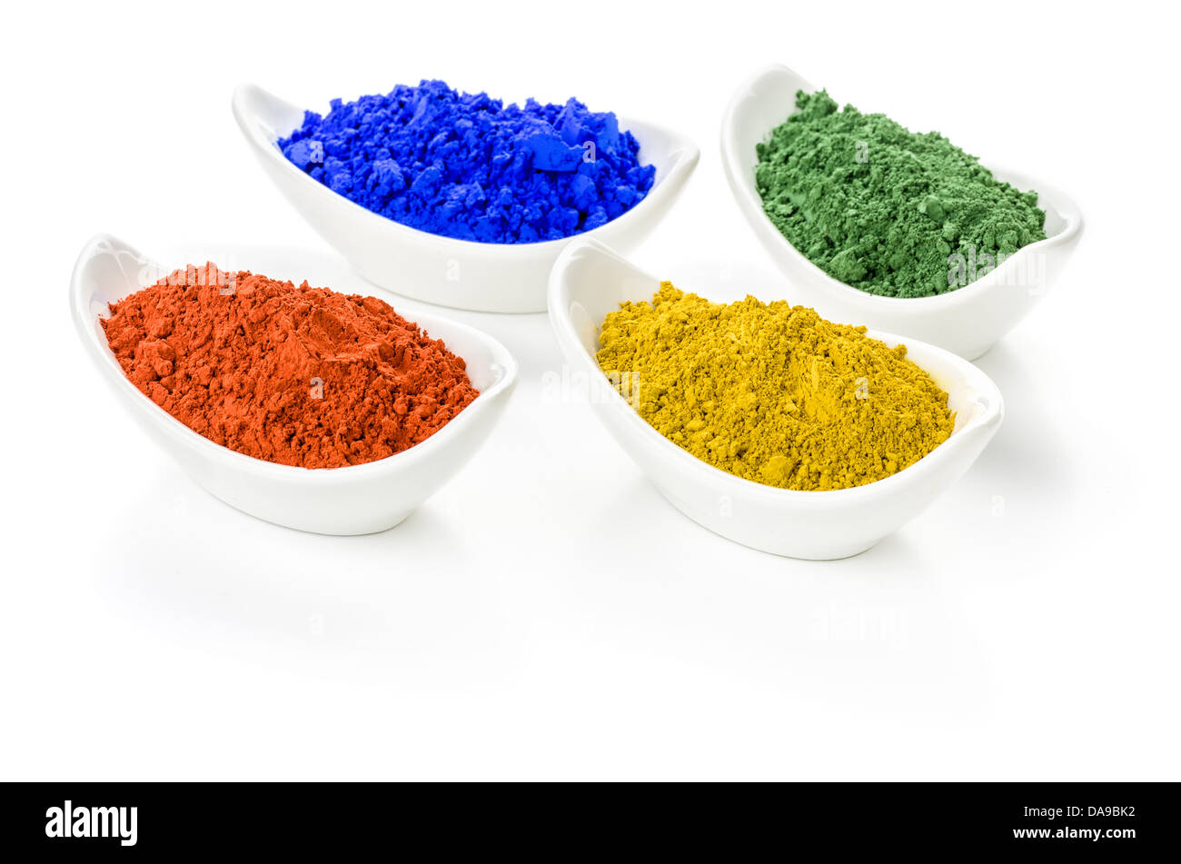 Vibrant color pigments in porcelain bowls Stock Photo - Alamy