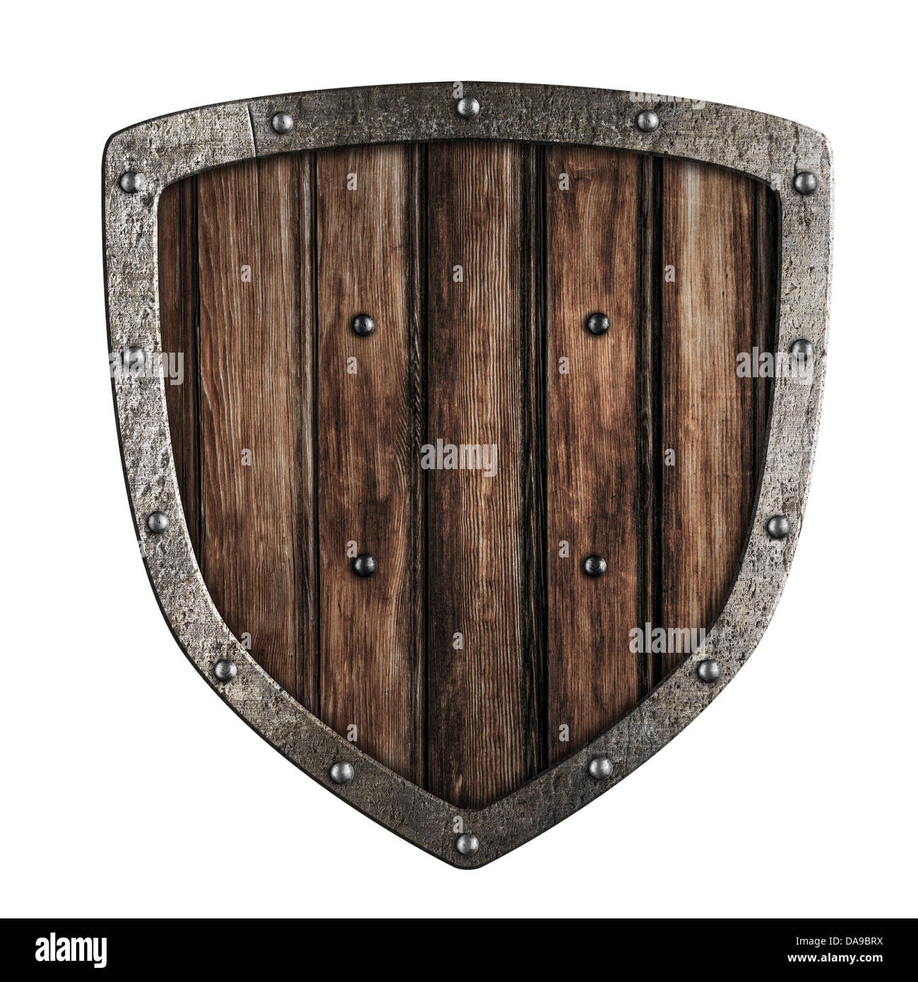 Old wooden shield isolated on white Stock Photo - Alamy