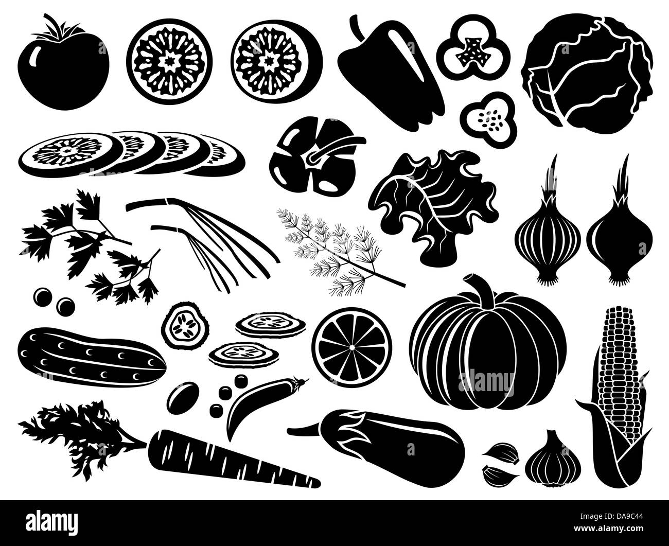Group vegetables Black and White Stock Photos & Images - Alamy