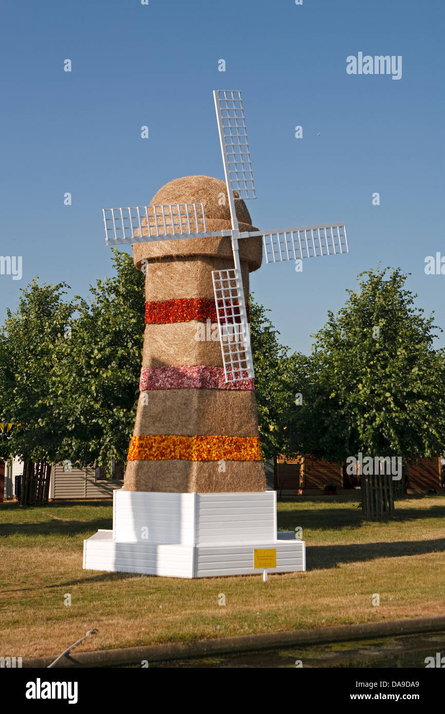 Hampton Court Palace UK 8th July 2013 A floral windmill at RHS Hampton ...