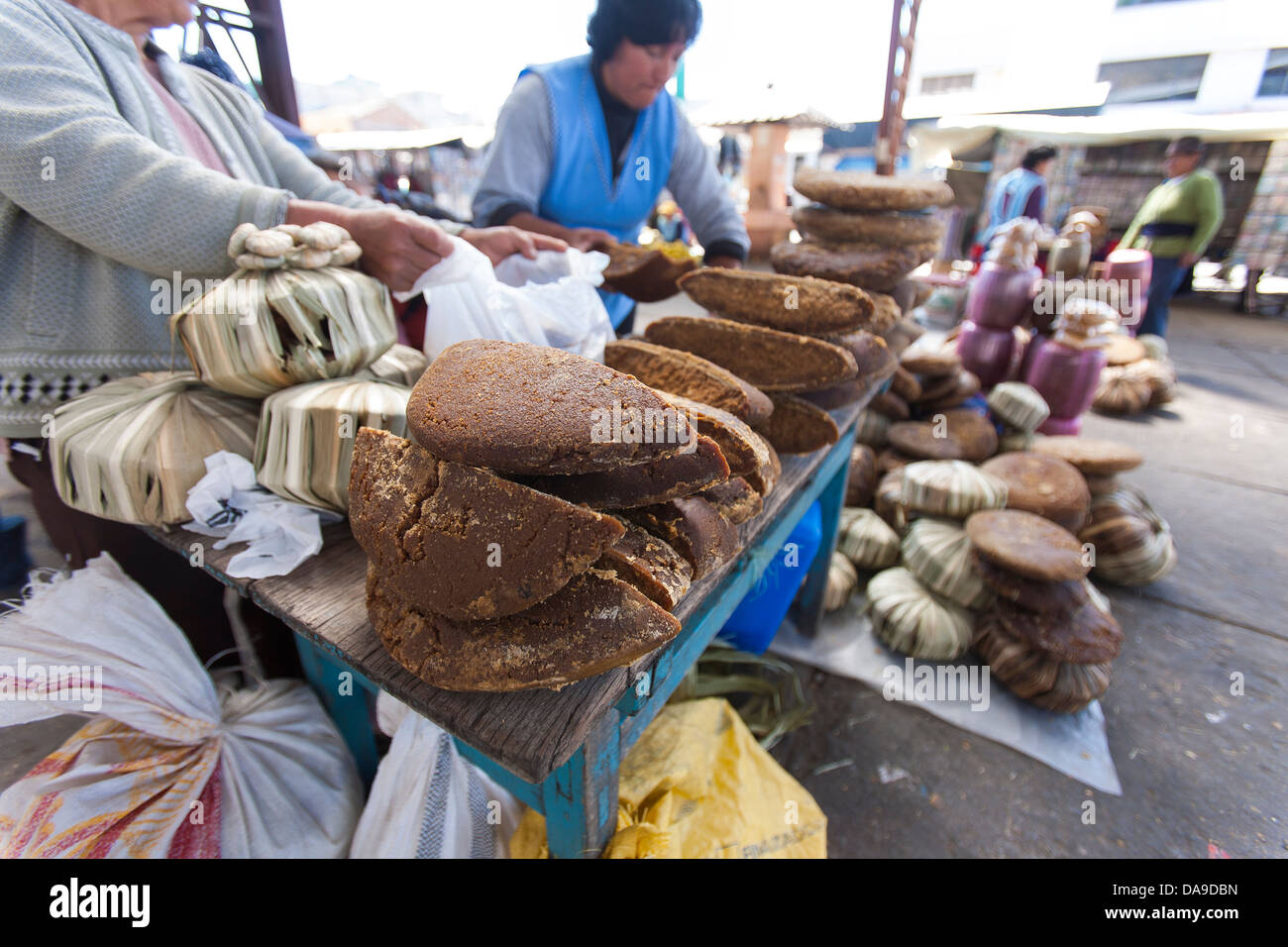 Bricks of Panela, unrefined whole cane sugar selling at the weekly ...