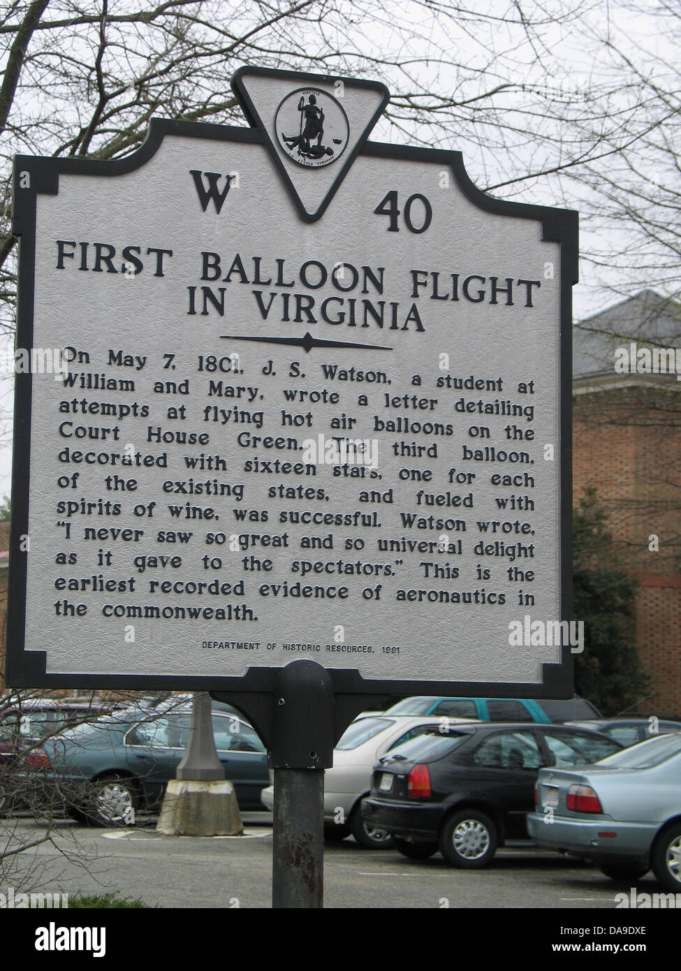 FIRST BALLOON FLIGHT IN VIRGINIA On May 7, 1801, J.S. Watson, a student ...