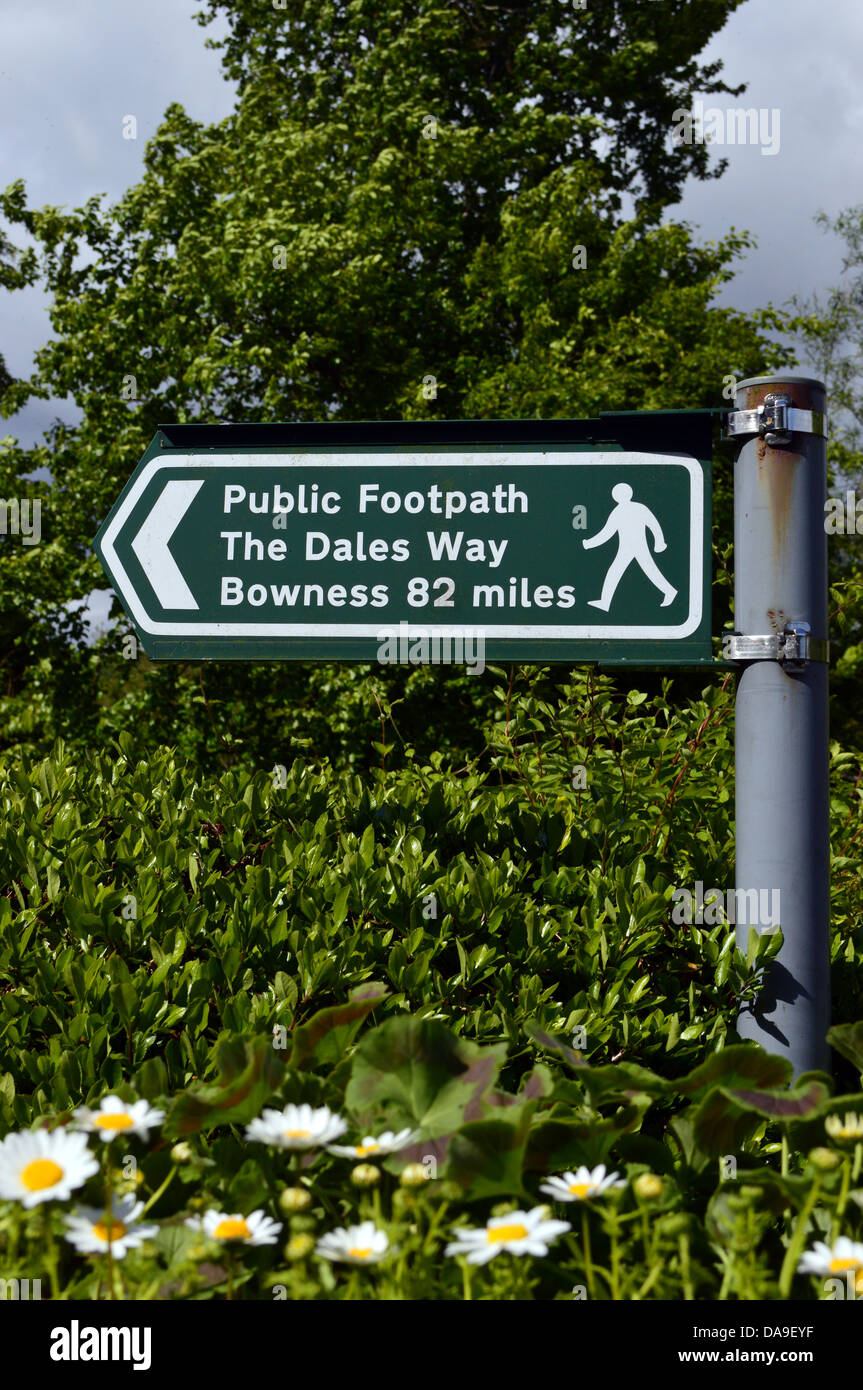 Signpost at the starting point of the Dales Way Long Distance Footpath ...