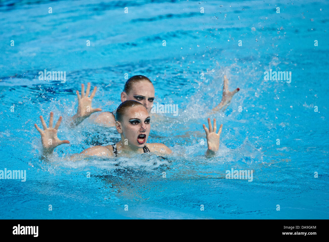 Kazan, Russia, July 8, 2013. Synchronized swimming. The Russian team ...