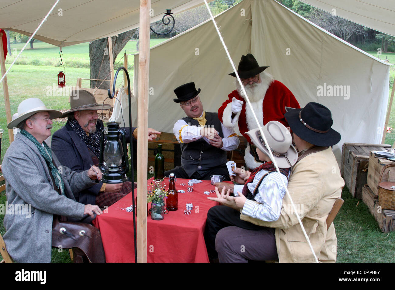 Santa visiting a cowboy tent playing poker and saying you are naughty ...