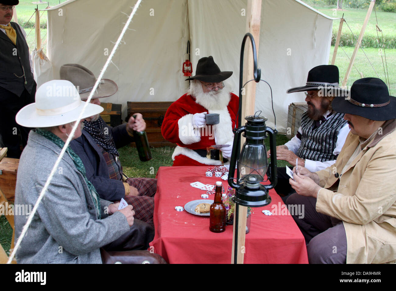 Santa enjoying milk and cookies at a poker game Stock Photo - Alamy