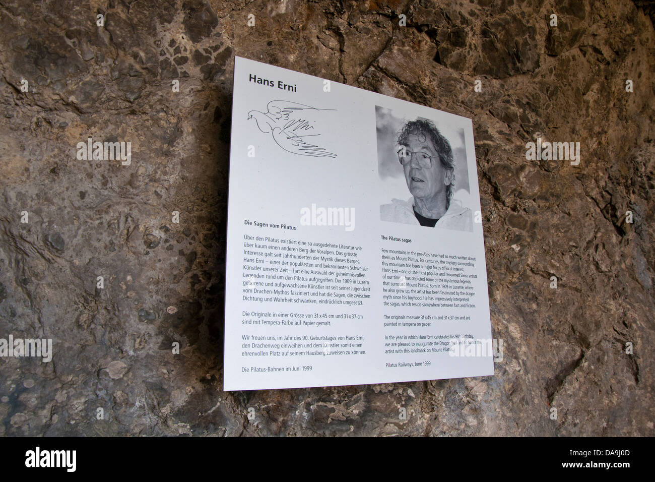 Switzerland, Lucerne Canton, Pilatus, plate of Hans Erni Stock Photo ...
