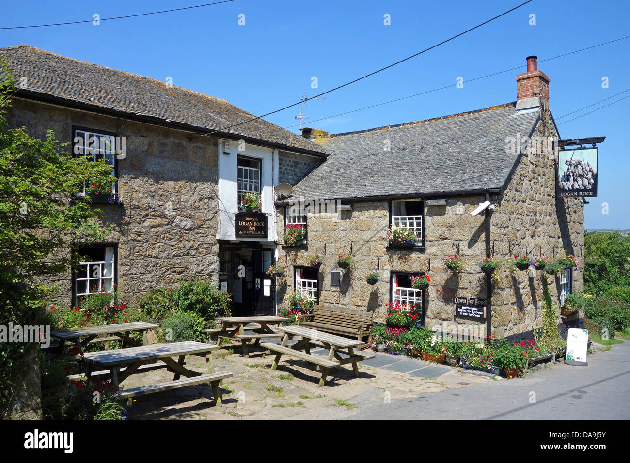 The Logan Rock Inn at Treen near Porthcurno in Cornwall, UK Stock Photo ...