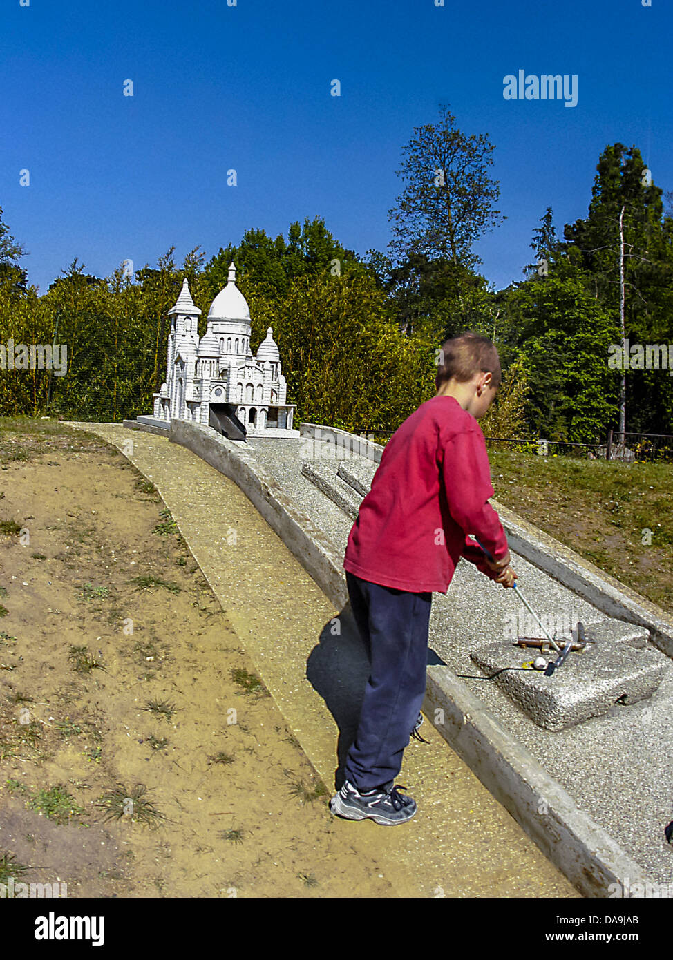 PARIS, France, Children Playing Miniature Golf Course in, "Bois de ...