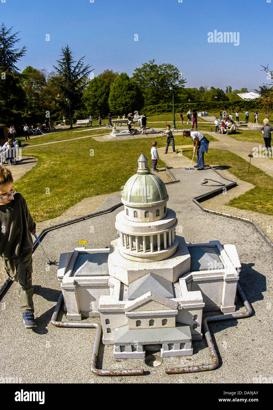 PARIS, France, Children Playing Miniature Golf Course in, "Parc de ...