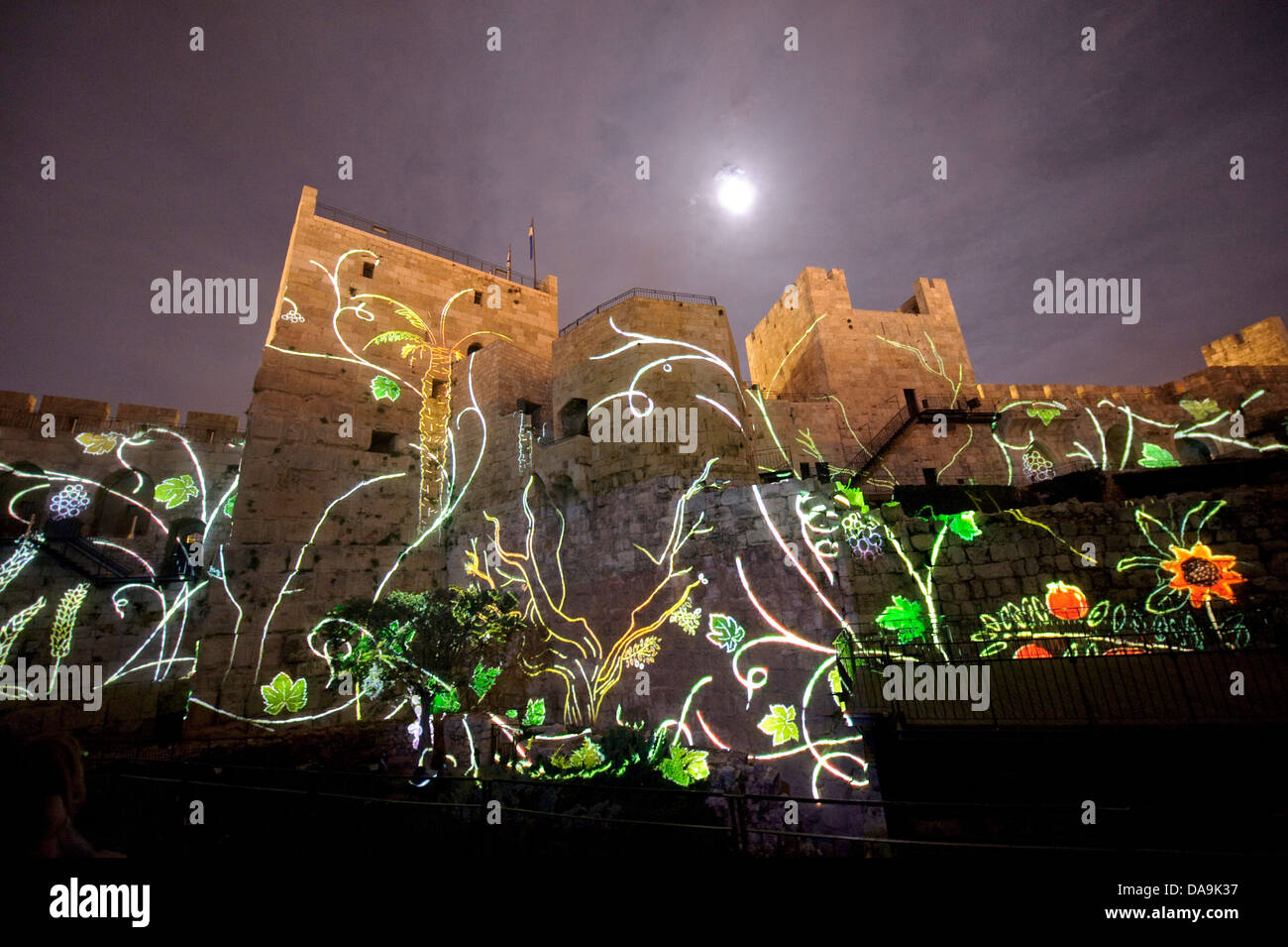 Fortress, Israel, Jerusalem, light show, at night, Middle East, Near ...