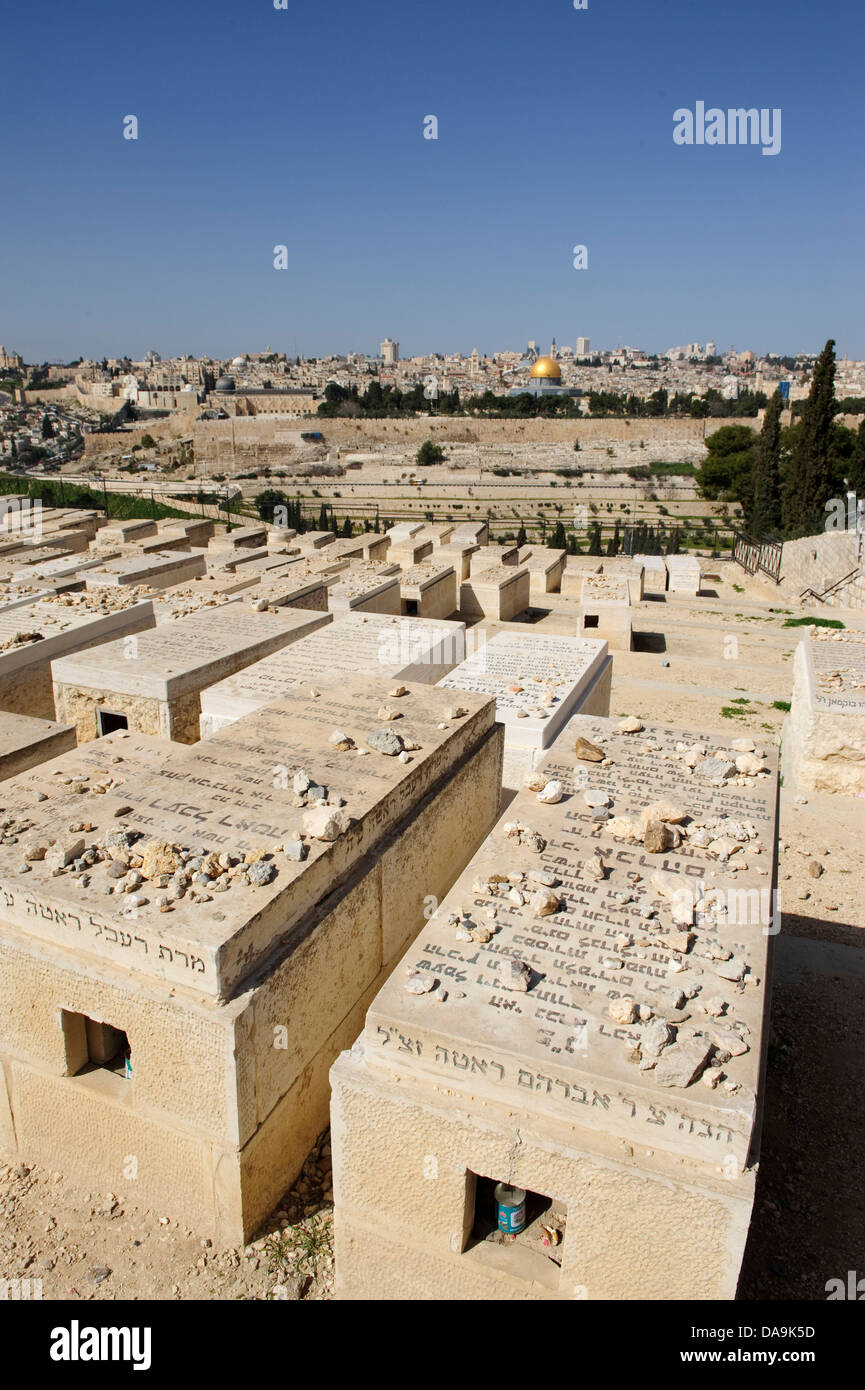 Dome of the Rock, cemetery, Israel, Jerusalem, Middle East, Near East ...