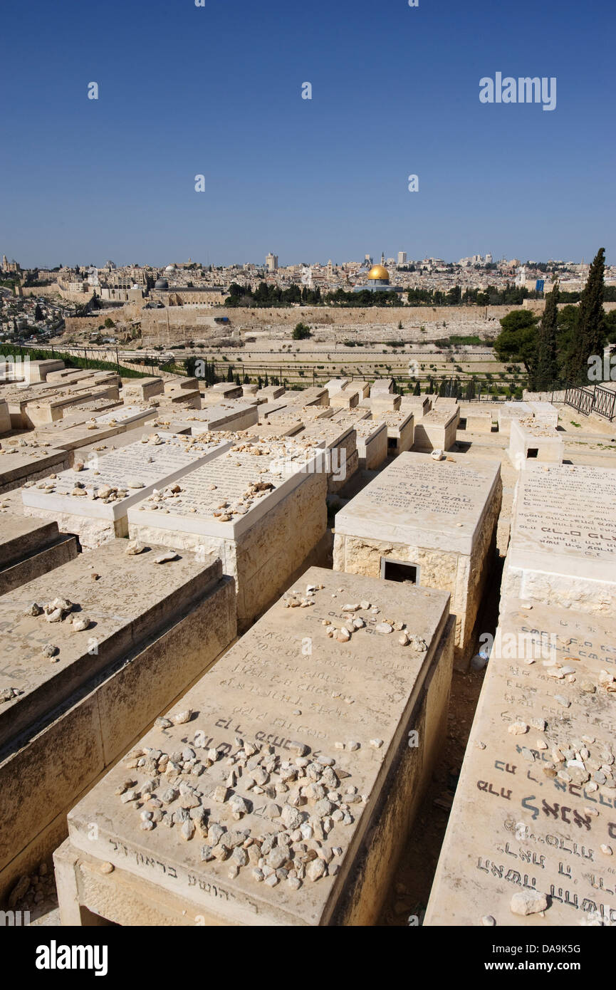 Dome of the Rock, cemetery, Israel, Jerusalem, Middle East, Near East ...