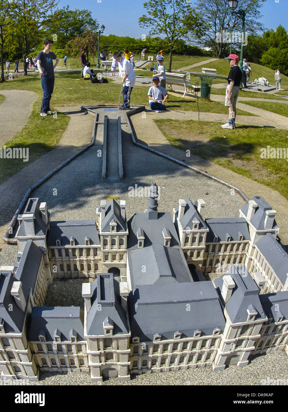 PARIS, France - families in the park Playing Games, Miniature Golf ...