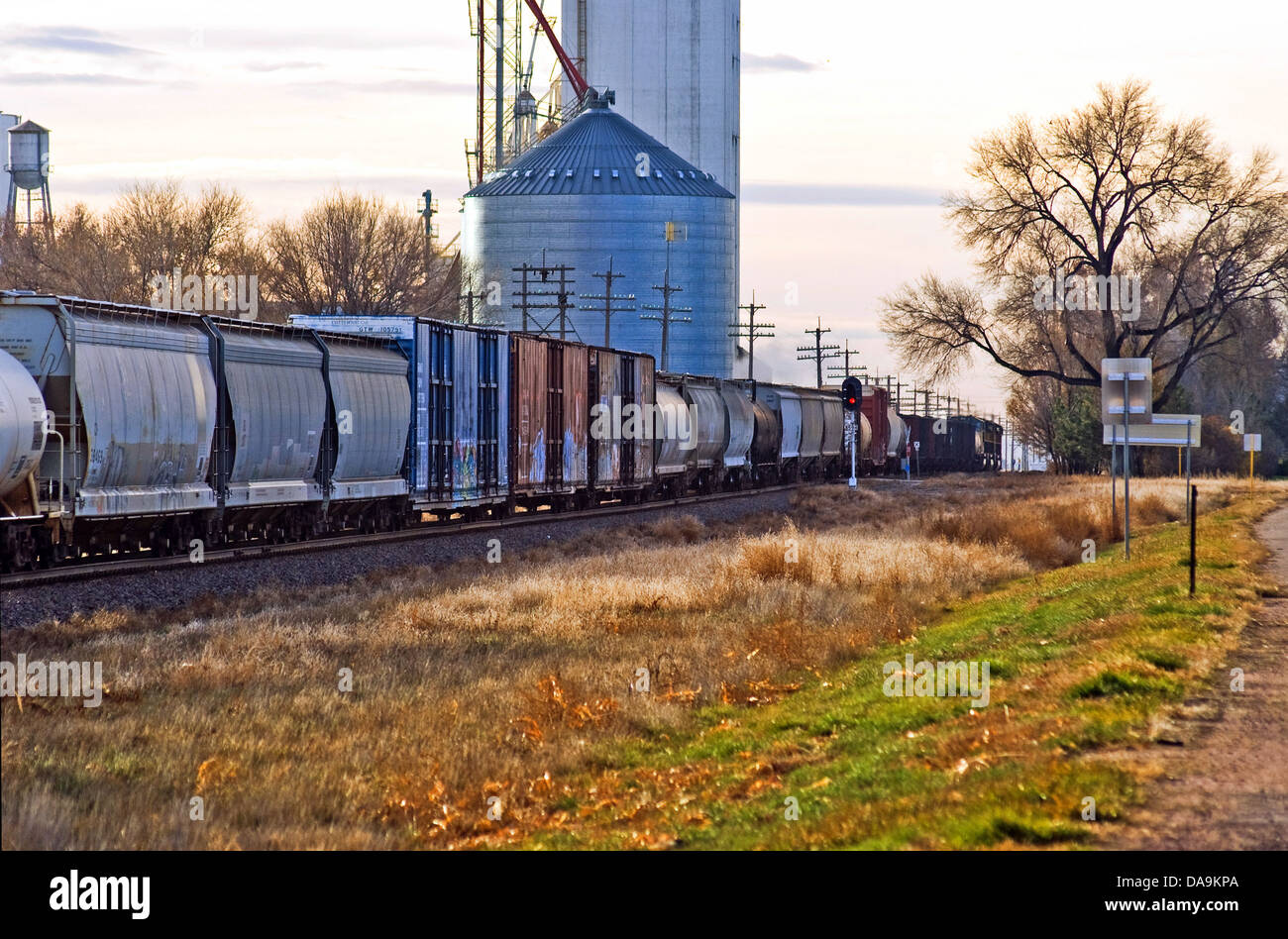 Freight train in small rural town usa hi-res stock photography and ...