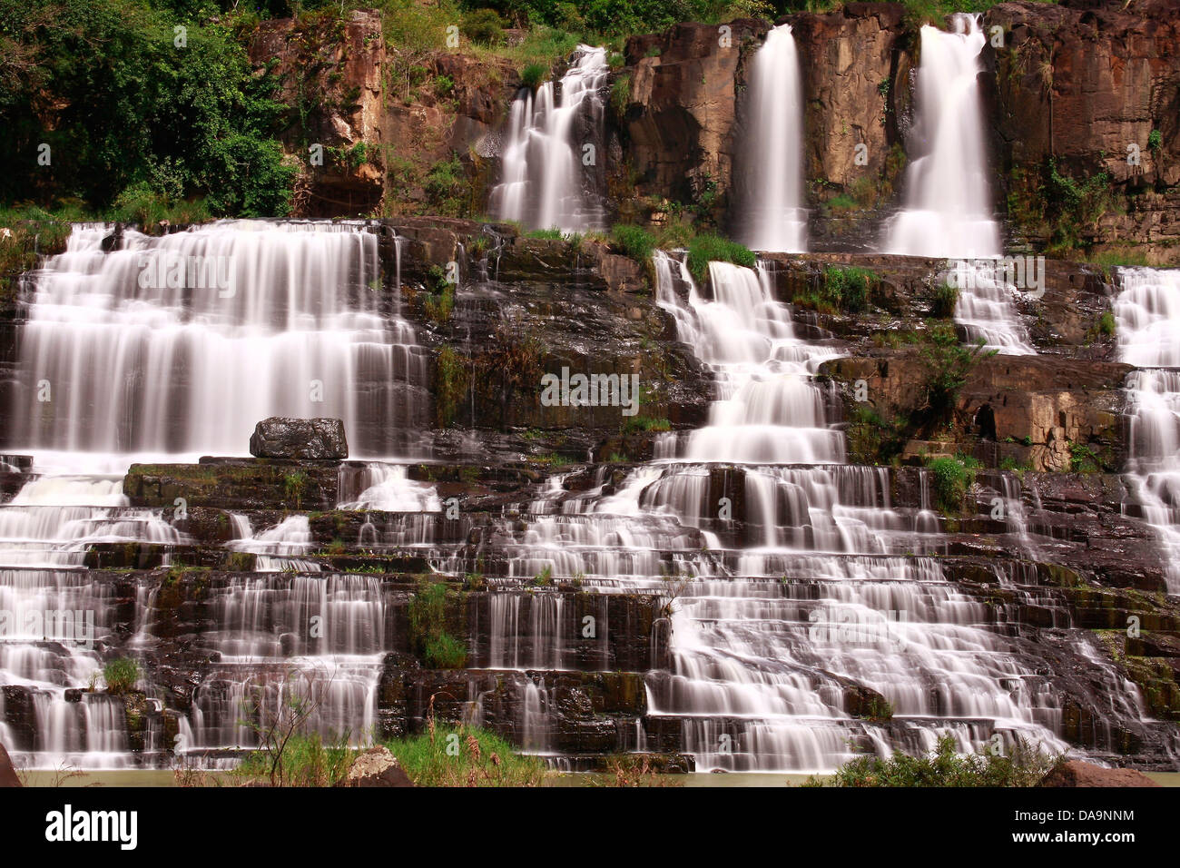 Asia, outside, mountain, landscape, body of water, highland, cascades ...