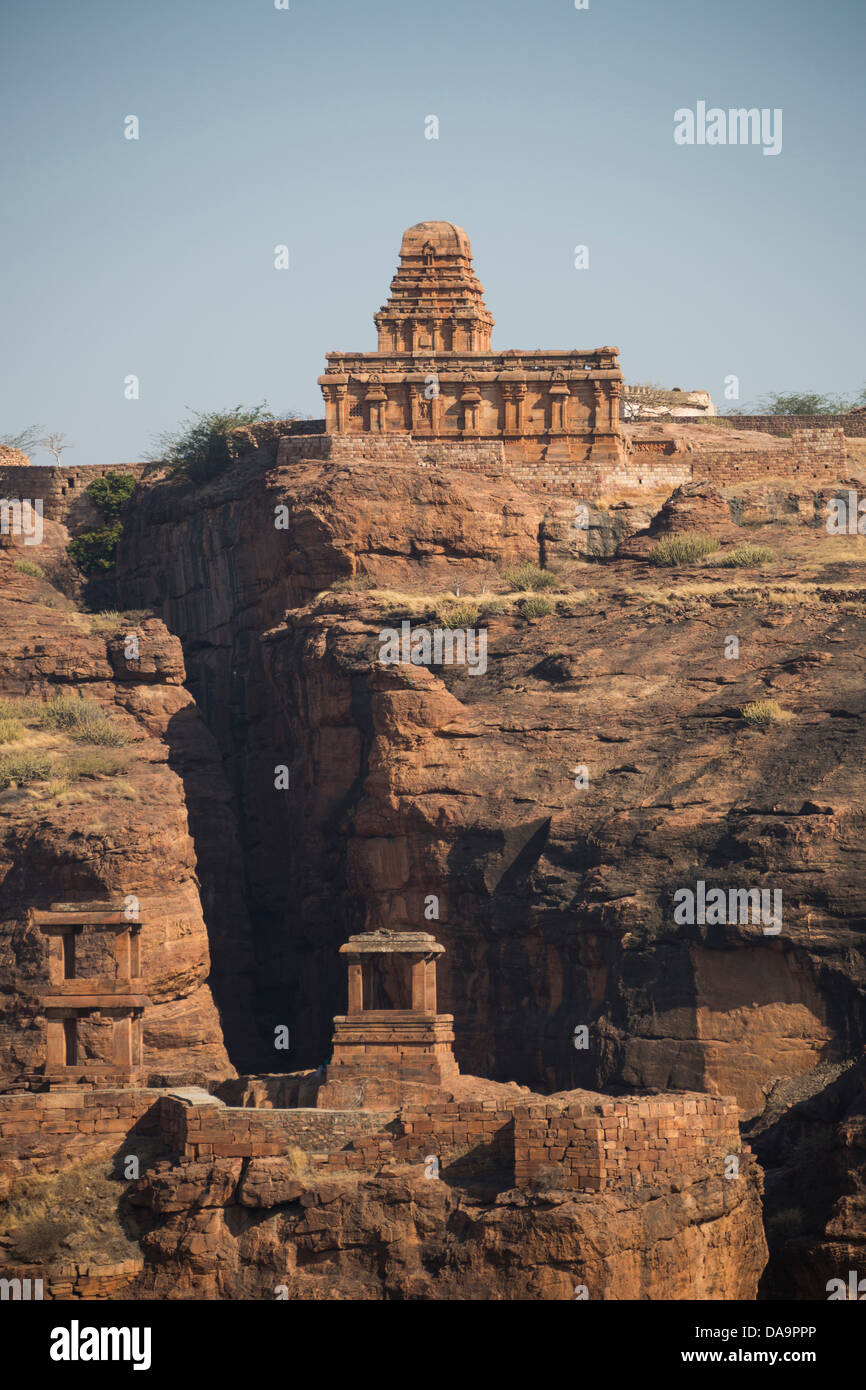 India, South India, Asia, Karnataka, Badami City, upper Shivalaya ...