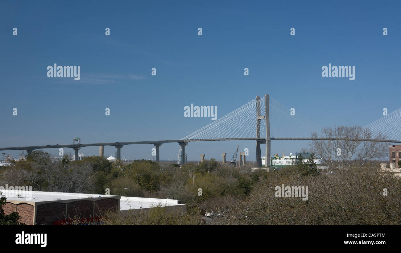 Talmadge Memorial suspension bridge spanning the Savannah River in ...