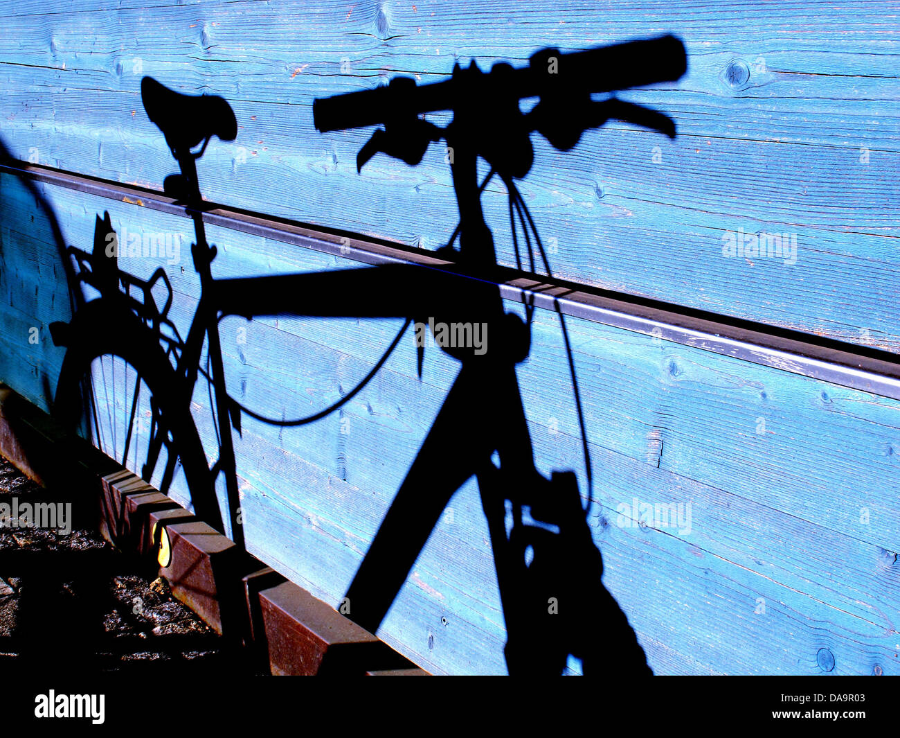 Shades, bicycle, bike, cycle, wooden, wall, blue Stock Photo - Alamy