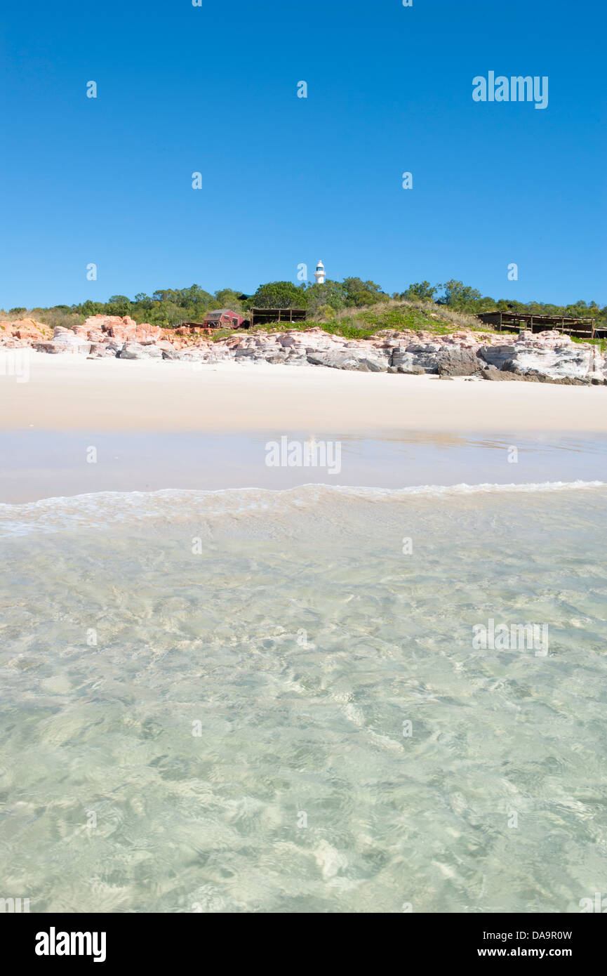 The lighthouse in view, the sandy eastern beach is the swimming beach ...