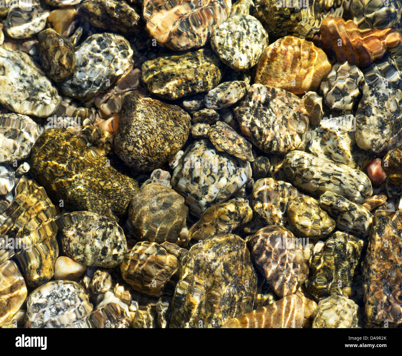 pebbles in a stream with ripple reflections Stock Photo - Alamy