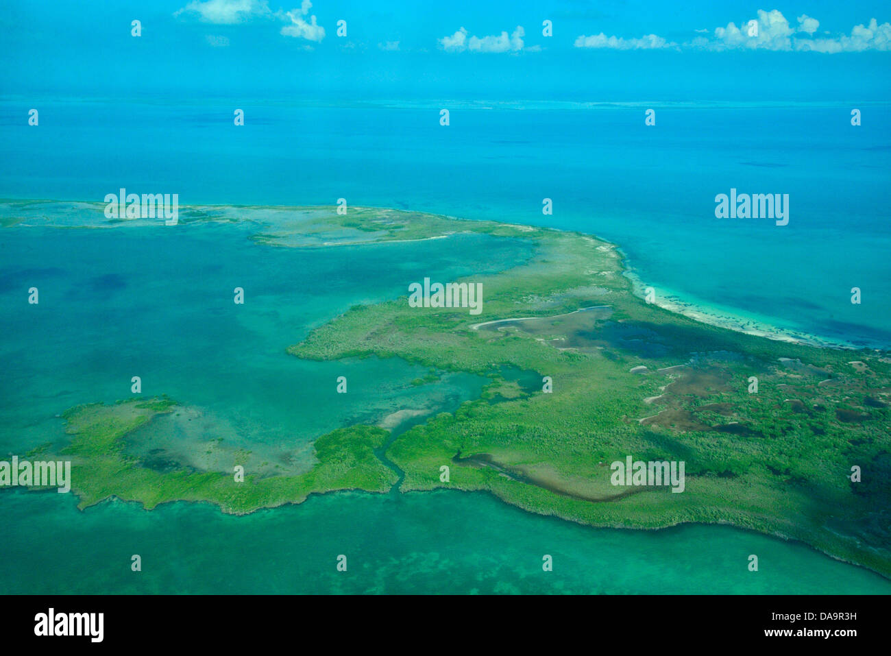 San Pedro, Belize, Central America, Caribbean, Caye, Cays, Cay, aerial ...