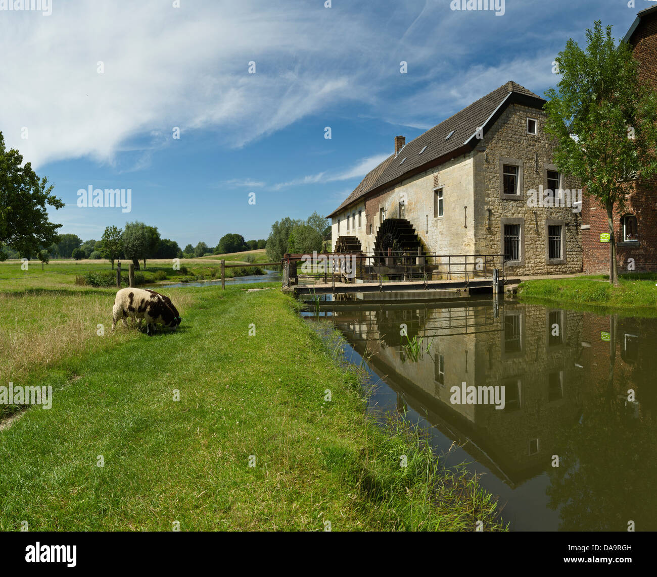 Netherlands, Holland, Europe, Wijlre, Water wheel mill, Water wheel ...