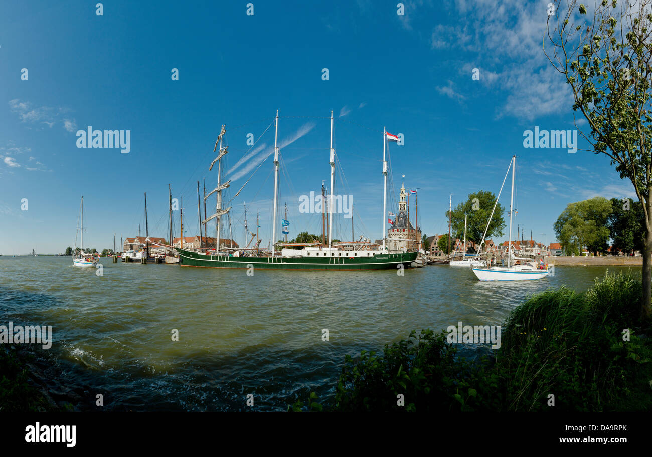 Netherlands, Holland, Europe, Hoorn, tower, port, harbour, port of ...