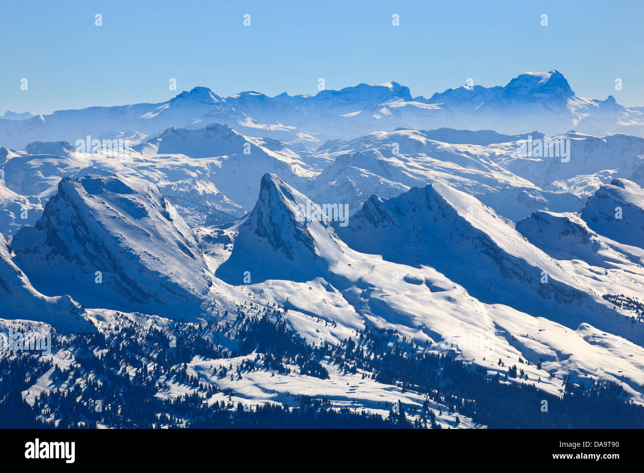 Alps, Alpstein, range, Appenzell, view, mountain, mountains, mist, haze ...