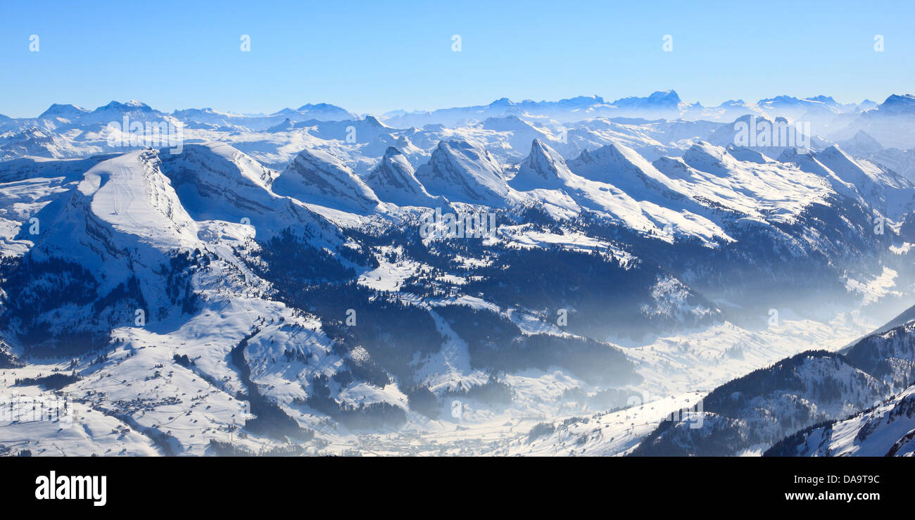 Alps, Alpstein, range, Appenzell, view, mountain, mountains ...