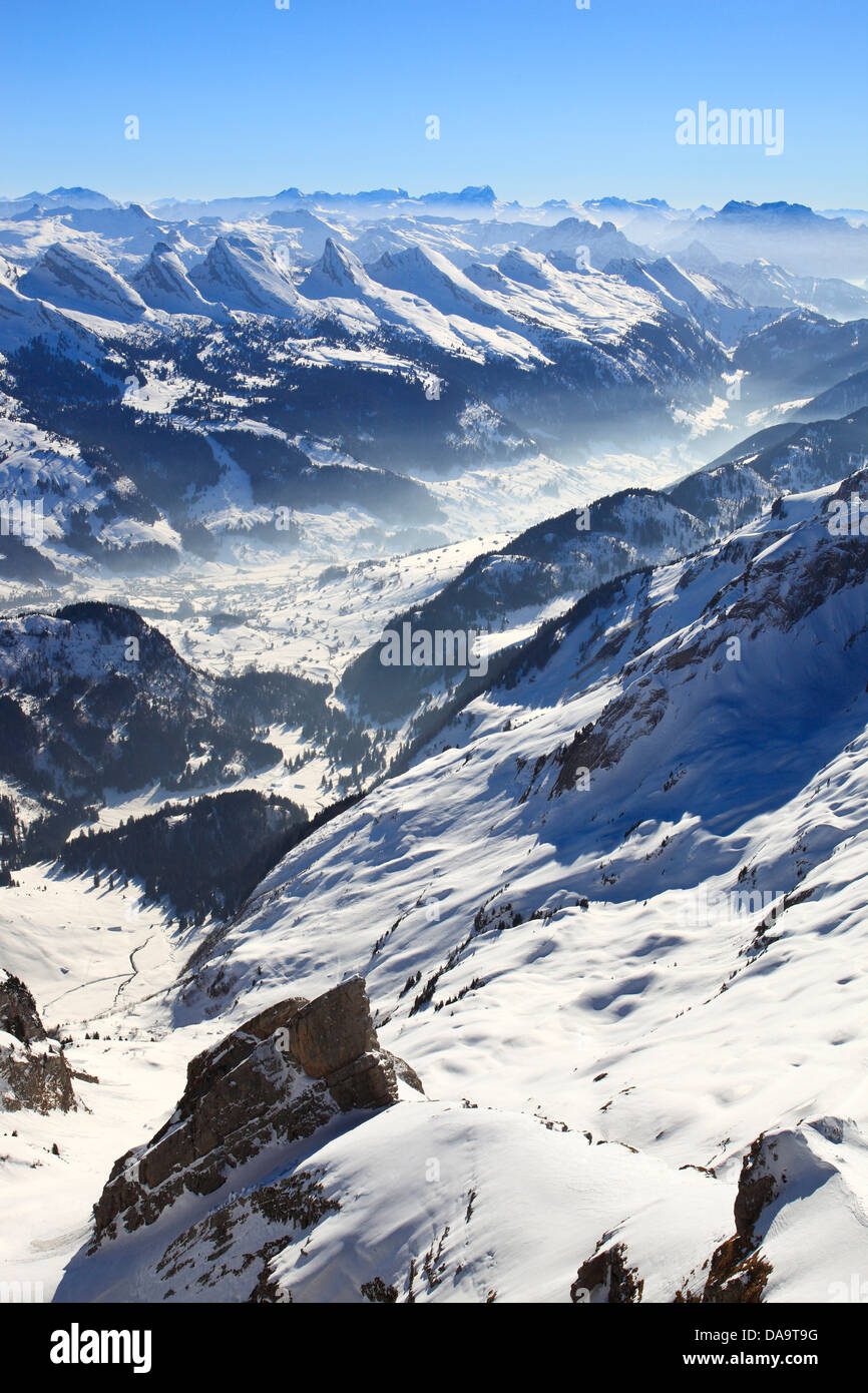 Alps, Alpstein, range, Appenzell, view, mountain, mountains ...