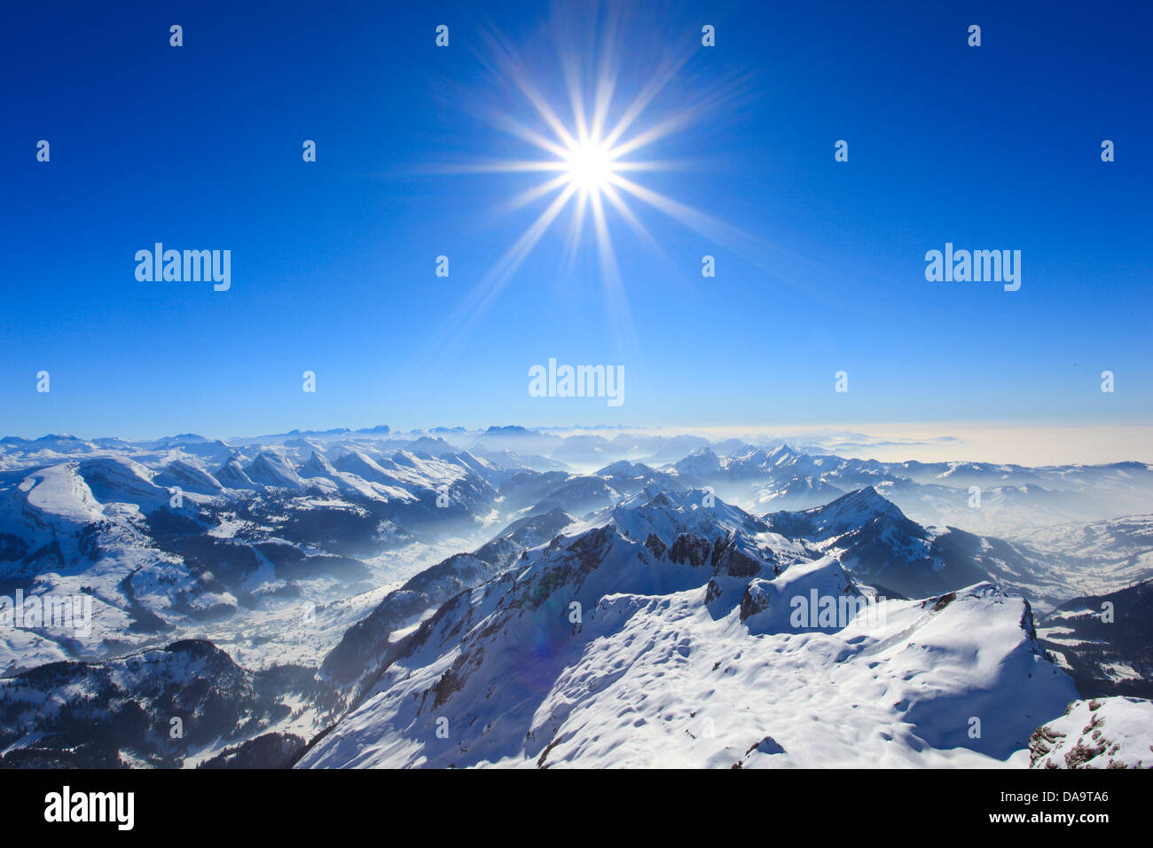 Alps, Alpstein, range, Appenzell, view, mountain, mountains, mist, haze ...