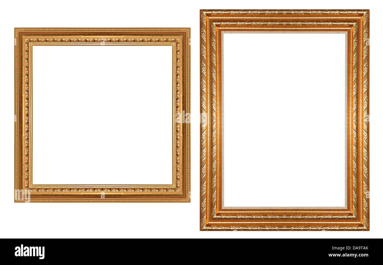 Ancient wooden frame isolated on white background Stock Photo - Alamy