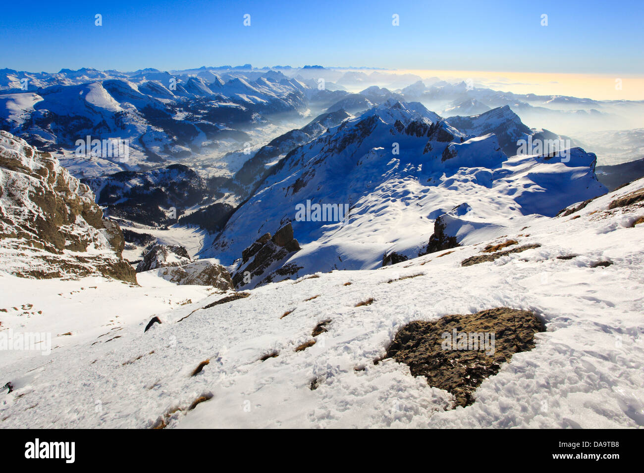 Alps, Alpstein, range, Appenzell, view, mountain, mountains, sky ...