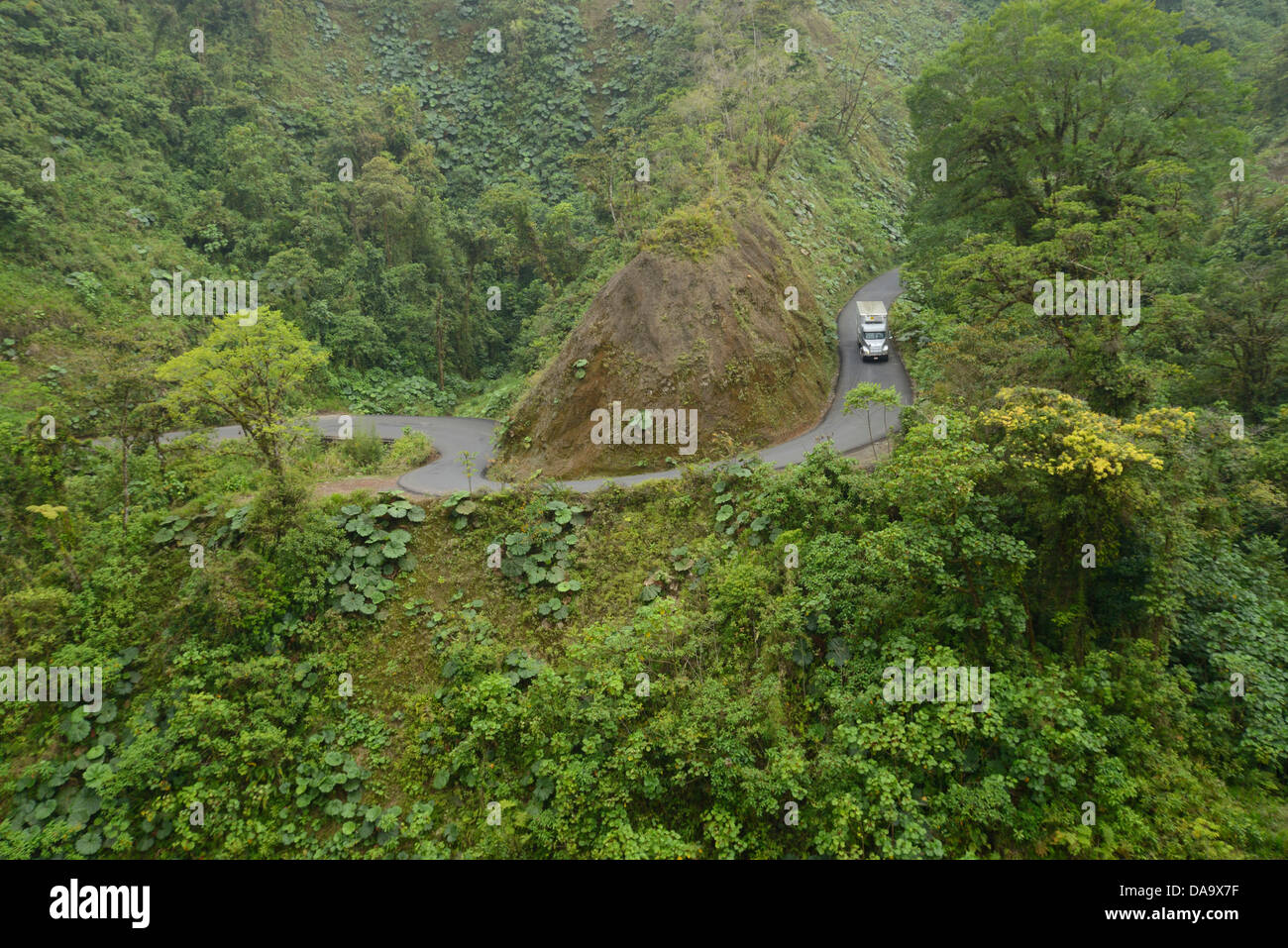 Central America, Costa Rica, landscape, green, road, truck, canyon ...