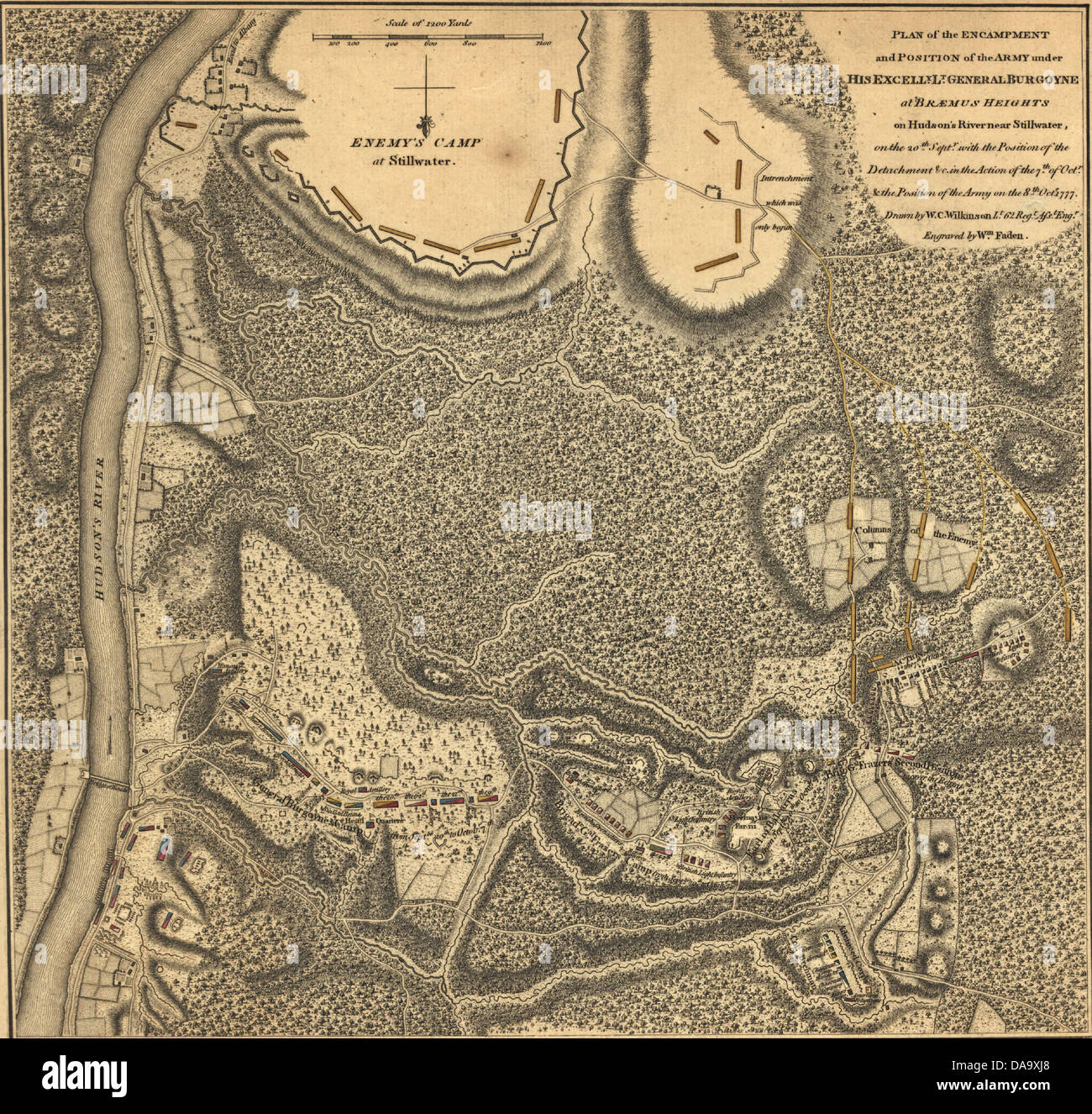 Map of Burgoyne's army, Bemis Hieghts, Saratoga, 1777 from Atlas of the ...