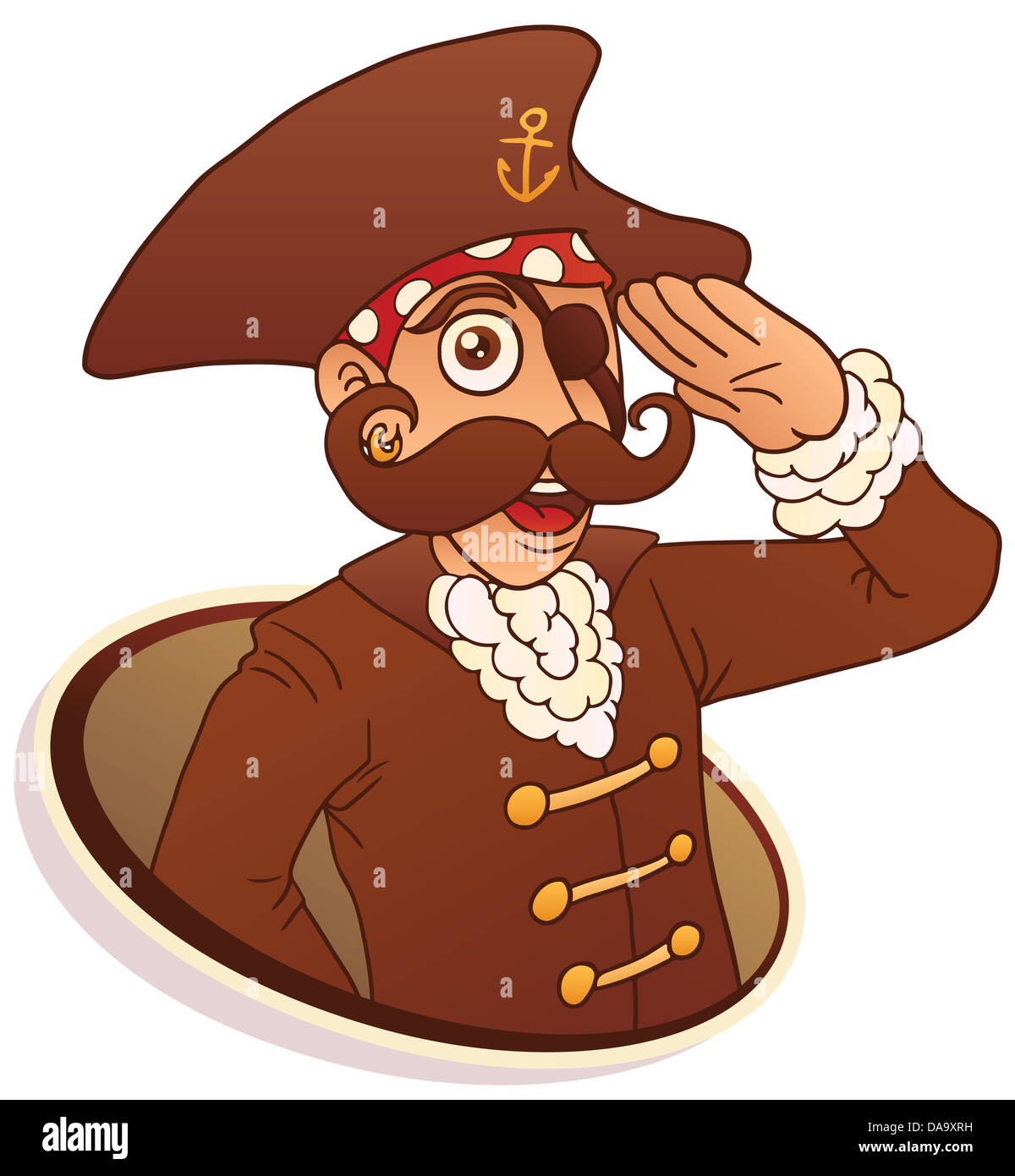 Eyed pirate salutes hand. The isolated illustration Stock Photo - Alamy