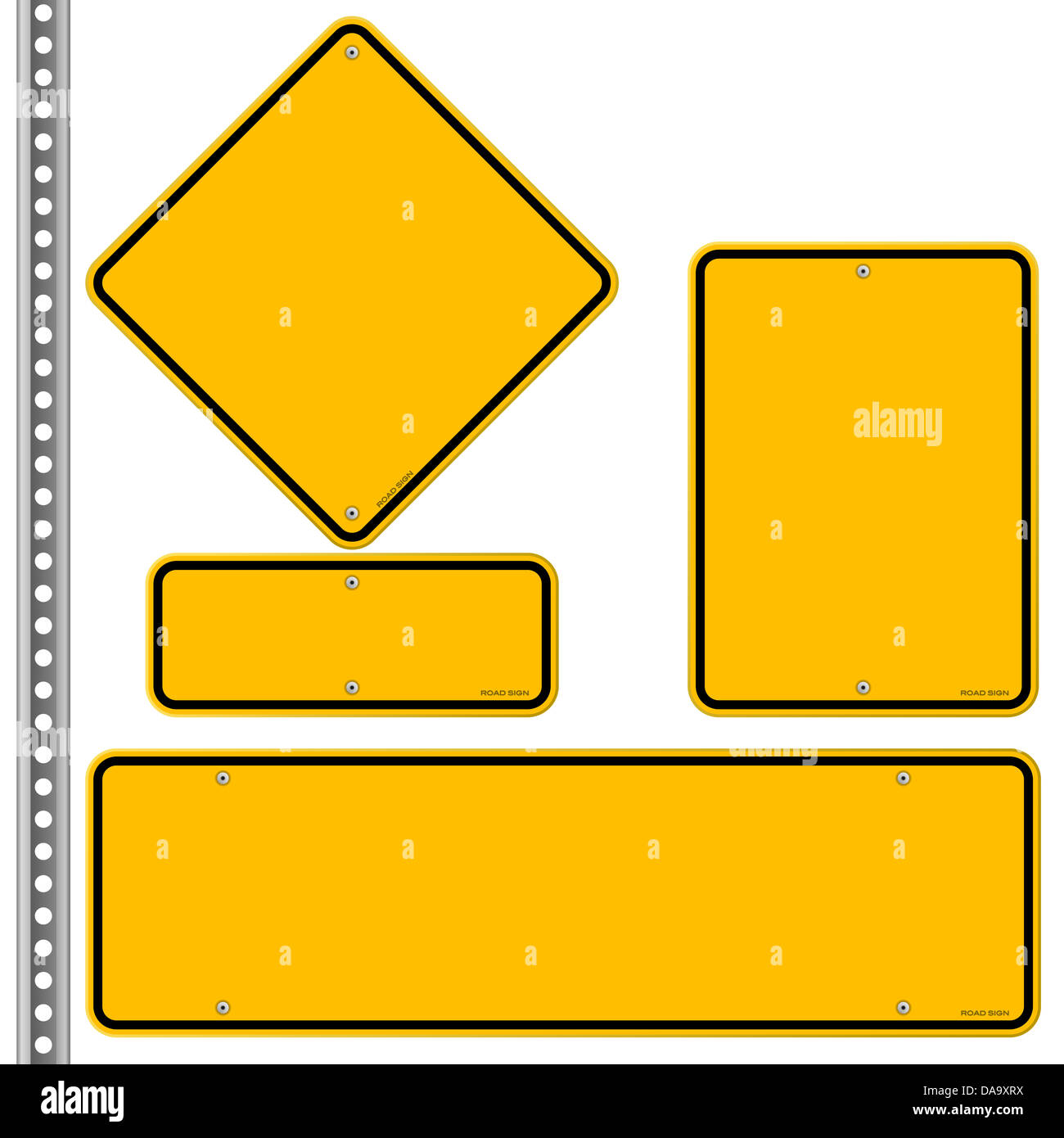 Yellow Roadsigns Set Stock Photo - Alamy