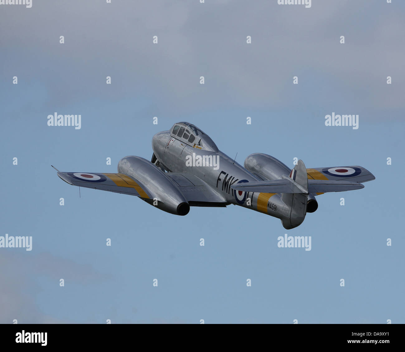 Preserved Gloster Meteor T.7 jet fighter flying at Dunsfold "Wings and ...
