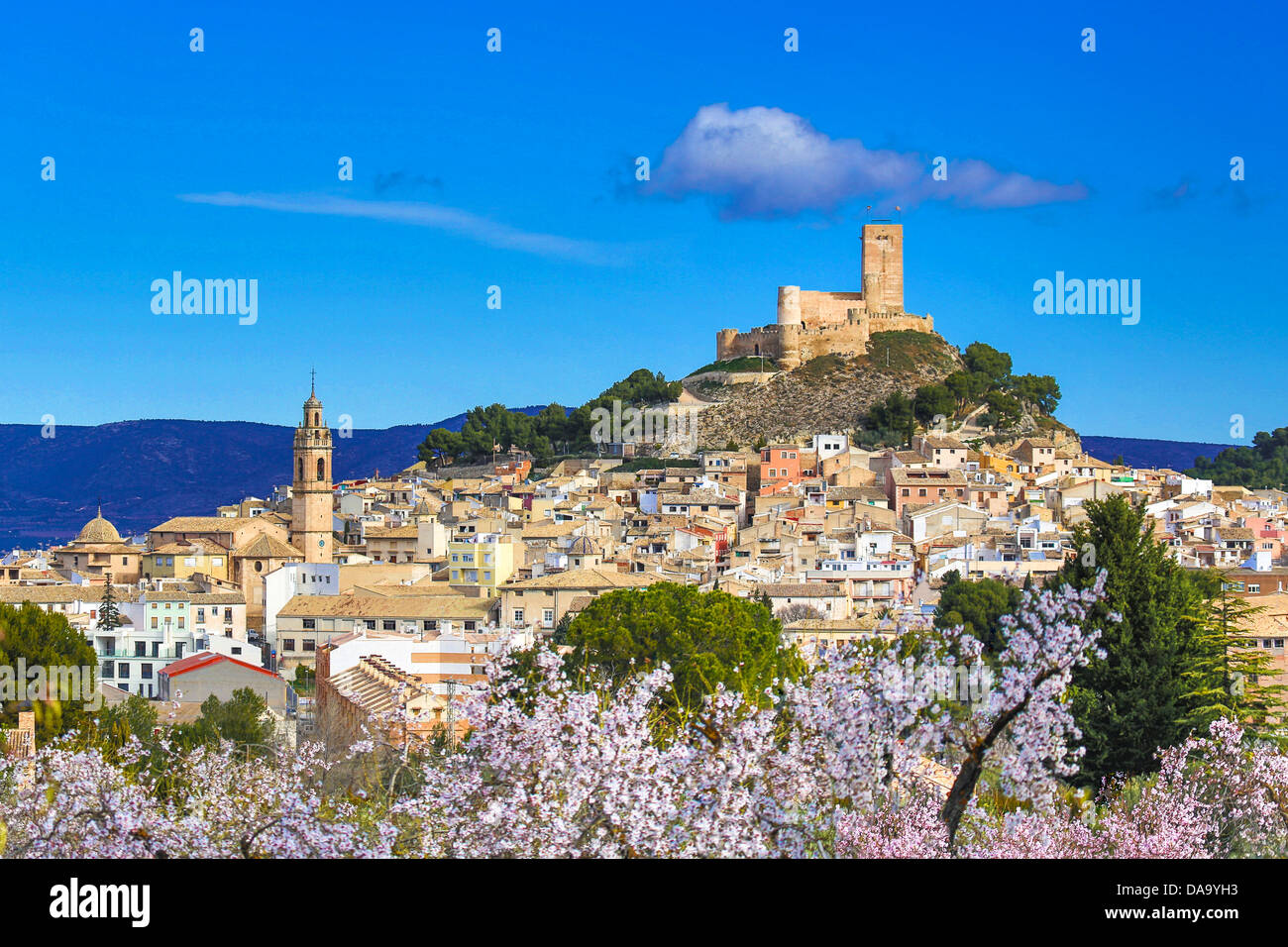 Spain, Europe, Valencia, architecture, buildings, castle, hill ...