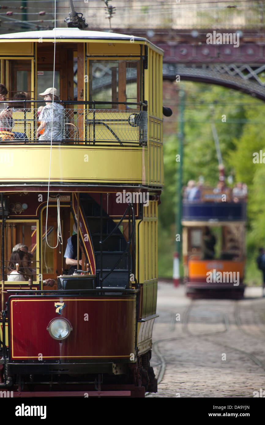 Trams drivers and passengers at the National Tramway museum, crich ...