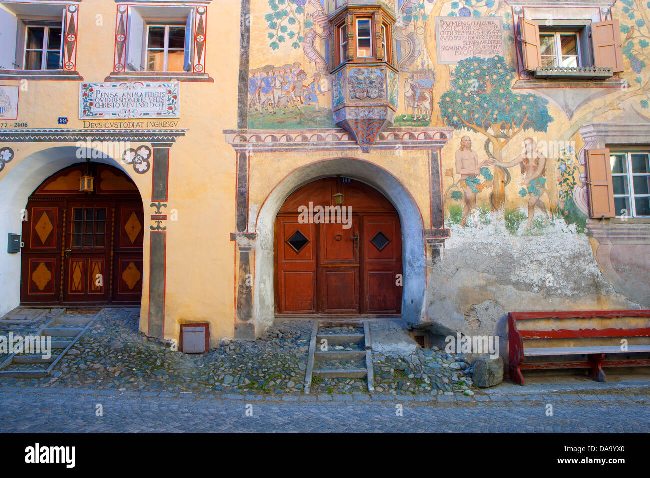 Engadin house with sgraffito hi-res stock photography and images - Alamy