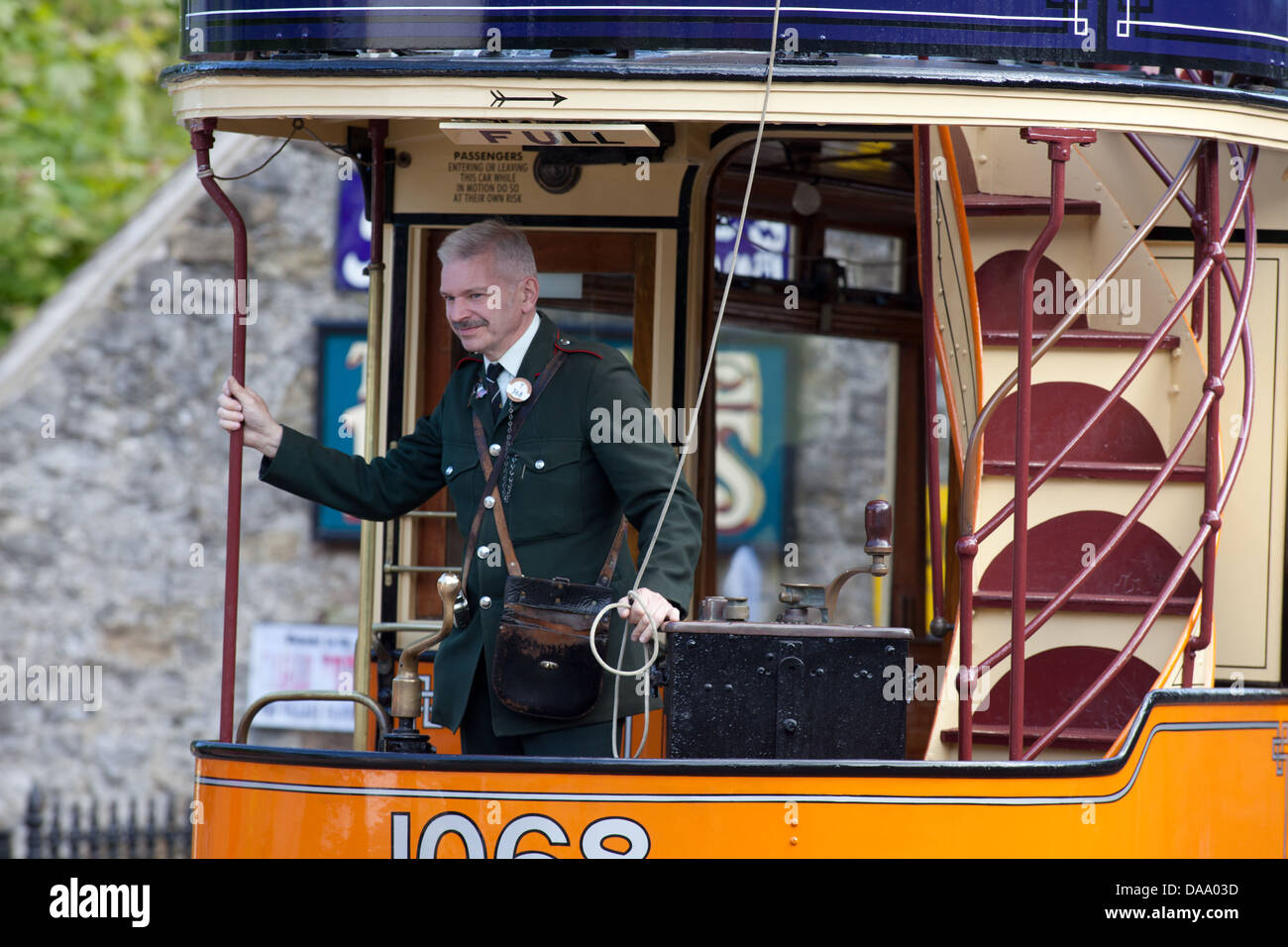 Trams drivers and passengers at the National Tramway museum, crich ...