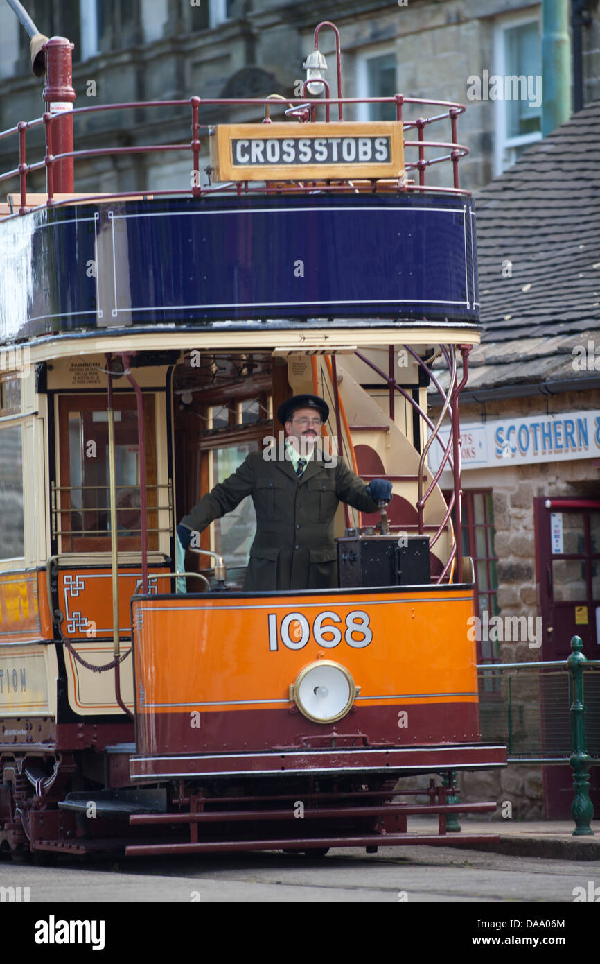 Trams drivers and passengers at the National Tramway museum, crich ...