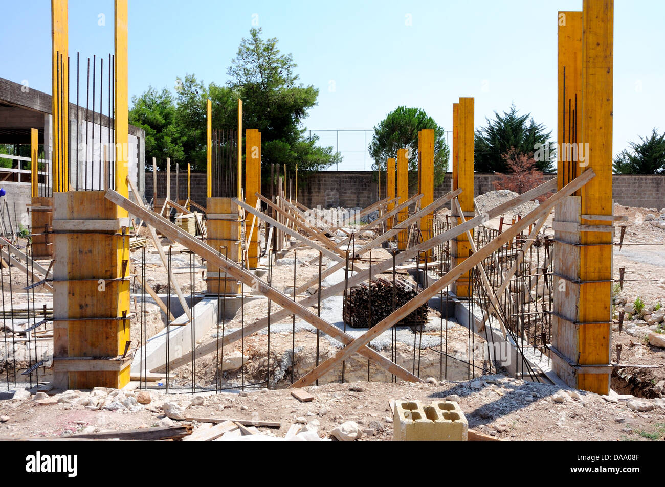 Construction site - Carpentry concrete structure Formwork Stock Photo ...