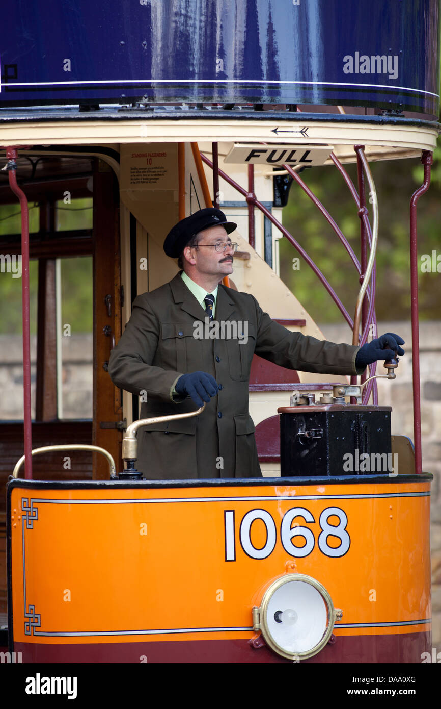 Trams drivers and passengers at the National Tramway museum, crich ...