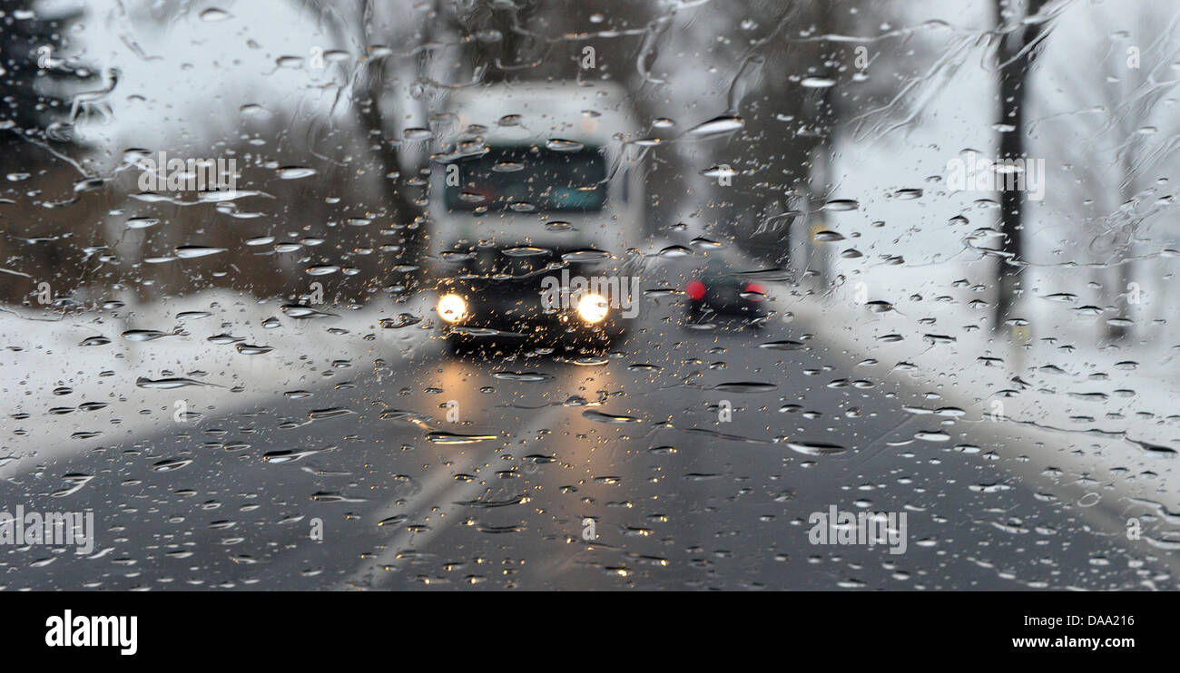 A view out of a windscreen of a car driving along an alley is pictured ...