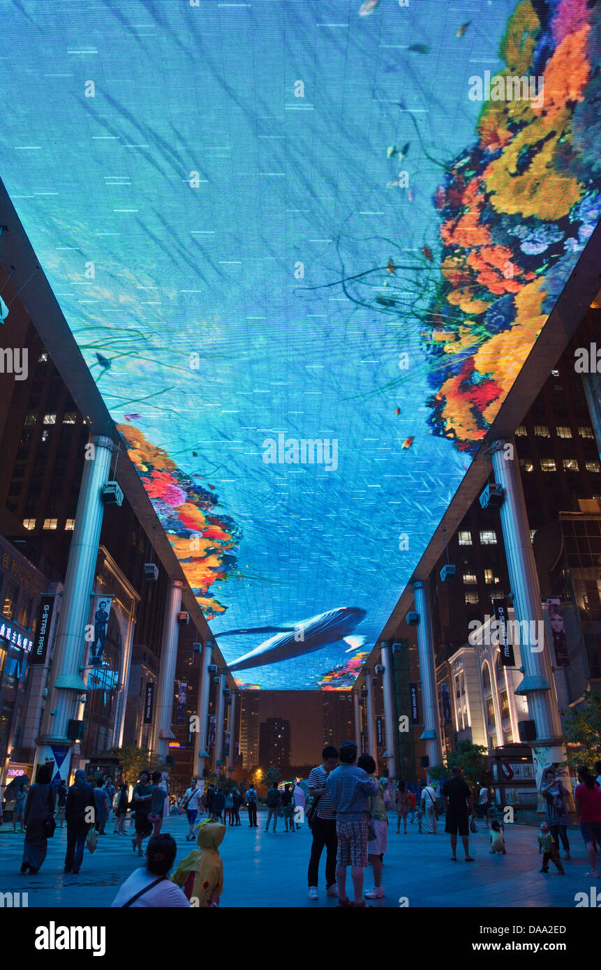 View of the largest LED display of its kind in the world, spanning 250m ...