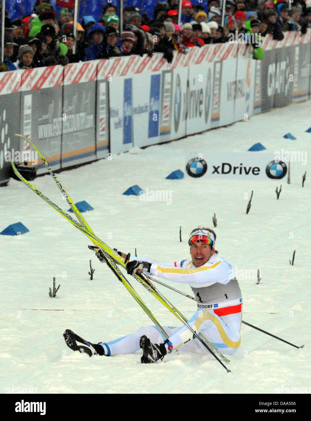 Sweden's Emil Jonsson celebrates his win in the classic sprint ...
