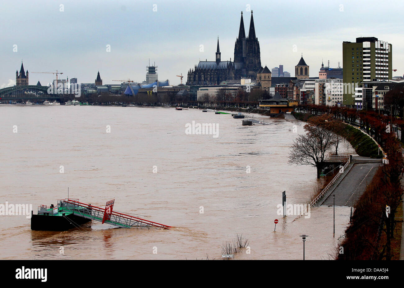 The Rhine flows throught the city with a water level of over eight ...
